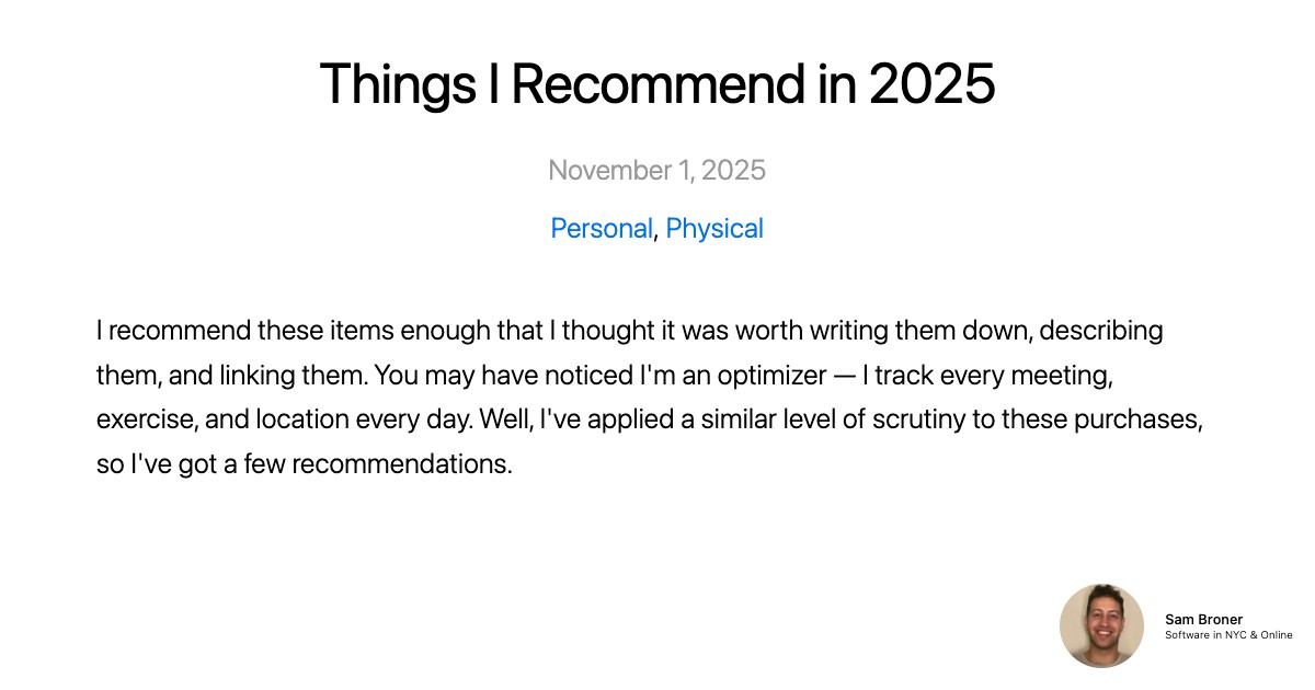 Things I Recommend in 2025